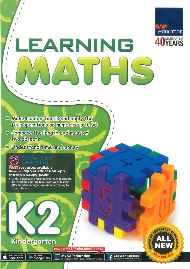 [Sách] Learning MATHS K2 (Kindergarten) – SAP Education – Sách giấy gáy xoắn - Sách Tiếng Anh ...