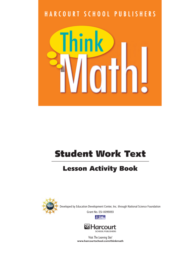 [Sách] Harcourt School Publishers Think Math! Student Work Text Lesson ...