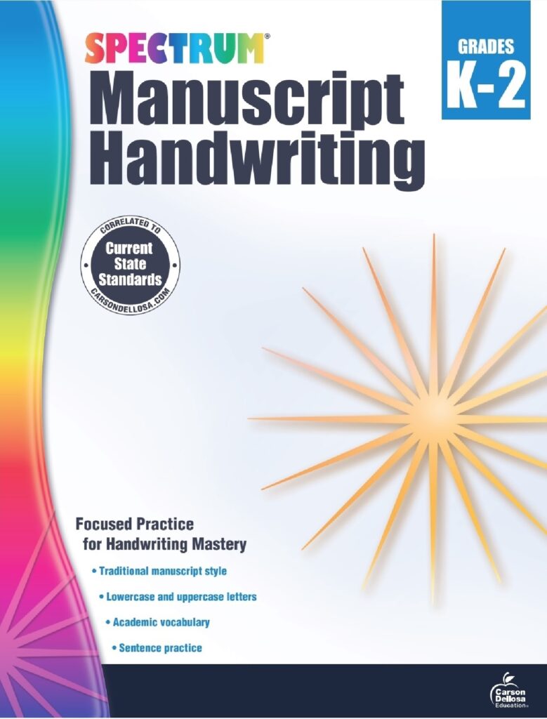 [Sách] Spectrum Grade K – Grade 1 – Grade 2 – MANUSCRIPT HANDWRITING ...